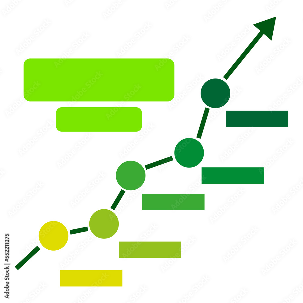 Green graph arrow. Financial concept. Progress bar. Growth stock ...