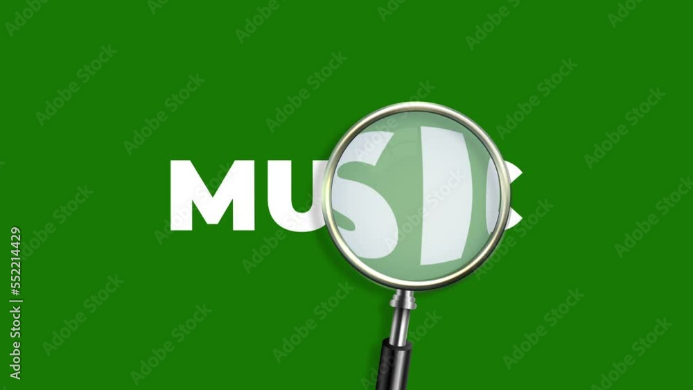 music Text under Magnifying Glass motion animation concept.4K motion ...