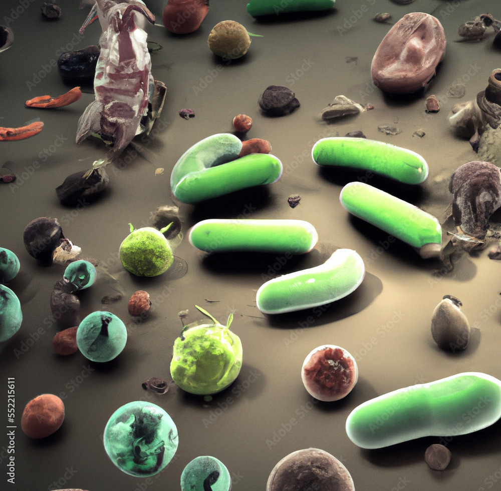 Realistic biology illustration of Microscopic Virus, Bacteria, and ...