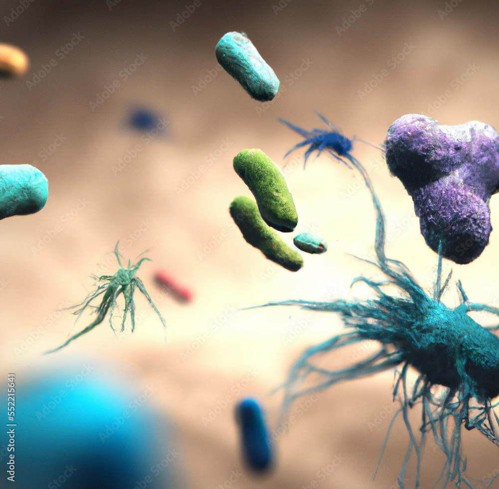 Realistic biology illustration of Microscopic Virus, Bacteria, and ...