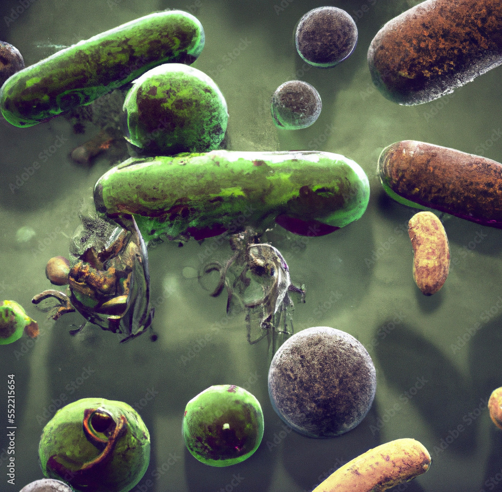 Realistic biology illustration of Microscopic Virus, Bacteria, and ...