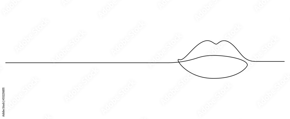 One continuous line drawing of mouth and lips. Concept symbol of makeup ...