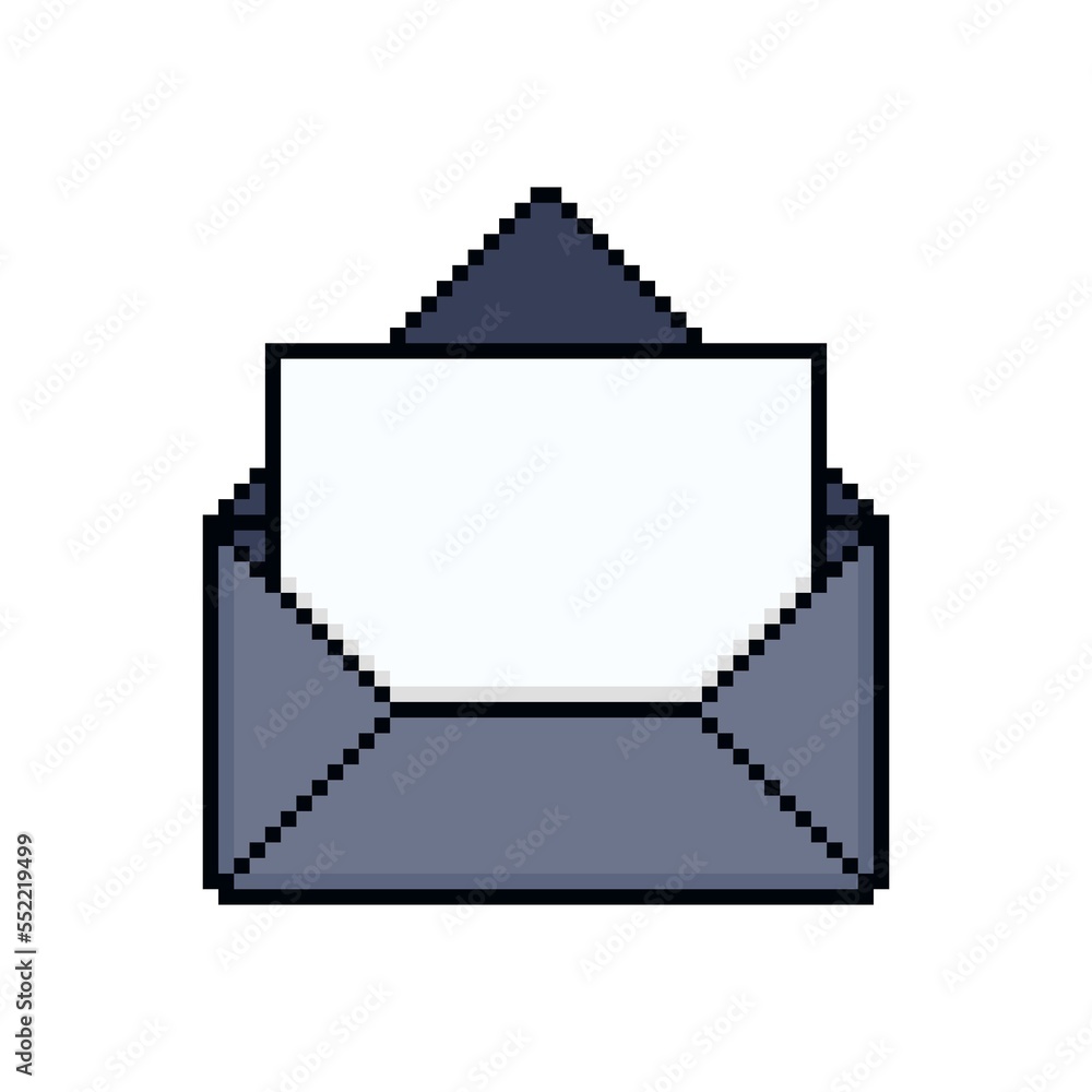 Pixel art of letter with blank copy space letter paper. Blue color of ...