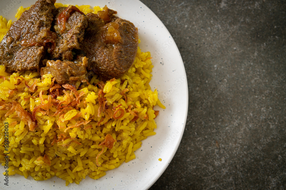 Beef Biryani or Curried rice and beef - Thai-Muslim version of Indian ...