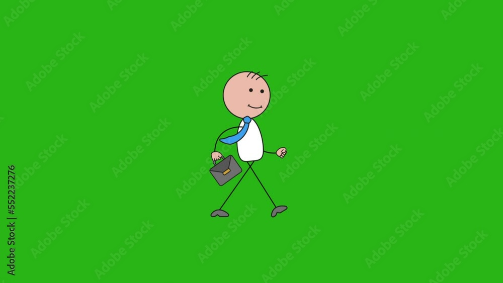 stickman businessman walking animation, hand drawn cartoon motion ...