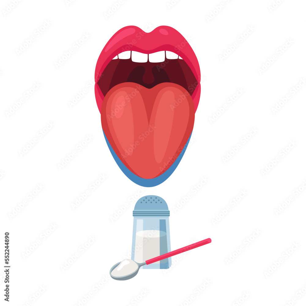 Basic lingual area salty cartoon vector illustration. Human mouth and ...