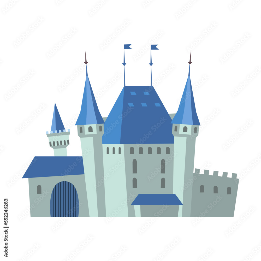 Fairy king castle cartoon illustration. Gothic architecture, fairytale ...