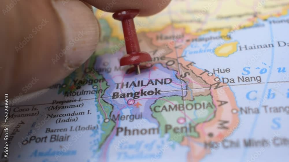 Location of Thailand, Political Map With Red Push Pin Pointing vídeo de ... Location of Thailand, Political Map With Red Push Pin Pointing vídeo de ...