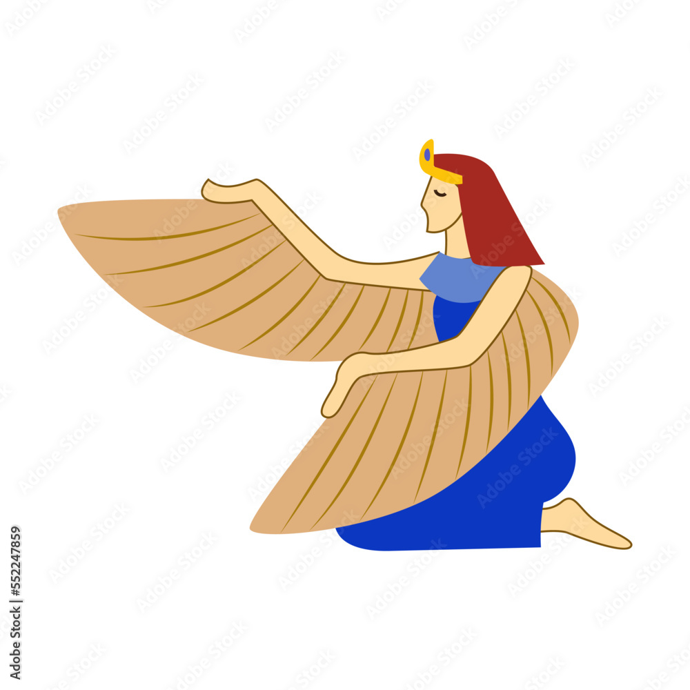Goddess with wings. Symbol of ancient Egyptian culture cartoon ...