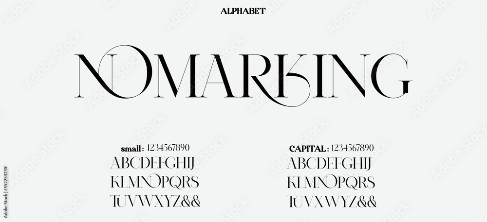 Digital modern with small and capital alphabet font and vector ...