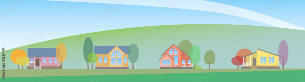 Flat cottage houses, residential villas, modern suburban housing. Real ...