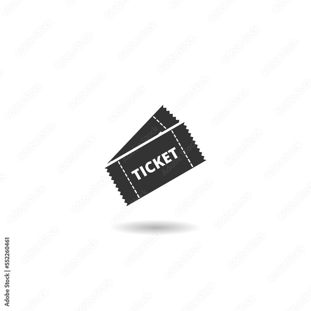 Ticket logo icon with shadow Stock Vector | Adobe Stock