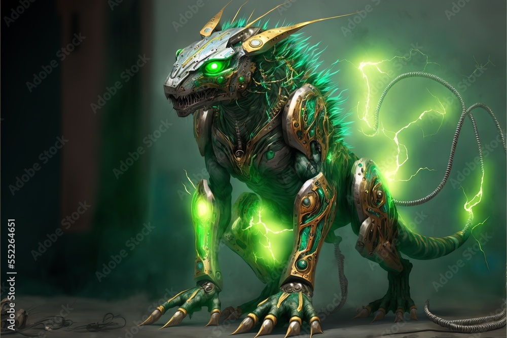 Beast animals with epic green power Stock Illustration | Adobe Stock