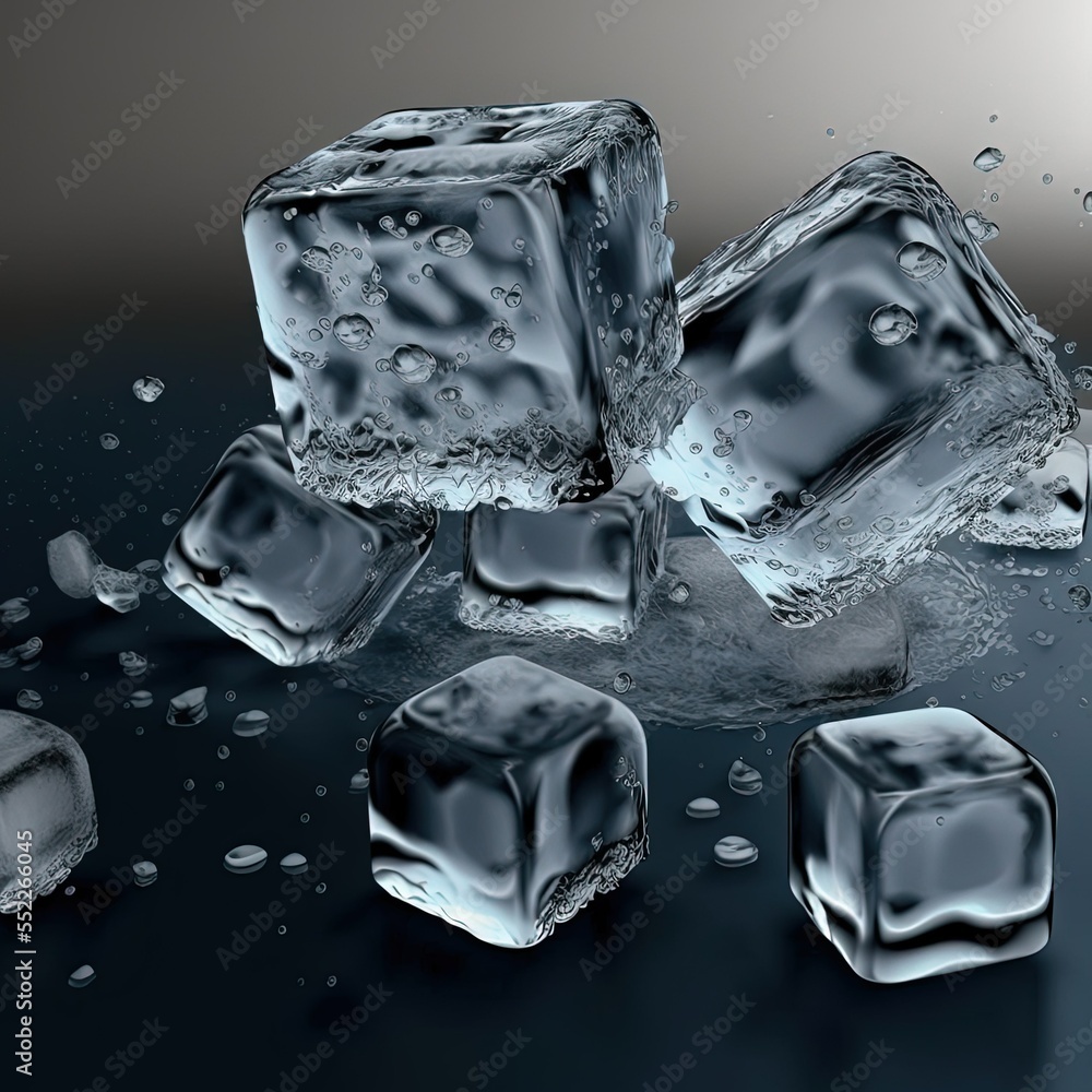 Realistic close up of melting ice cubes, Generative AI, generative, AI ...