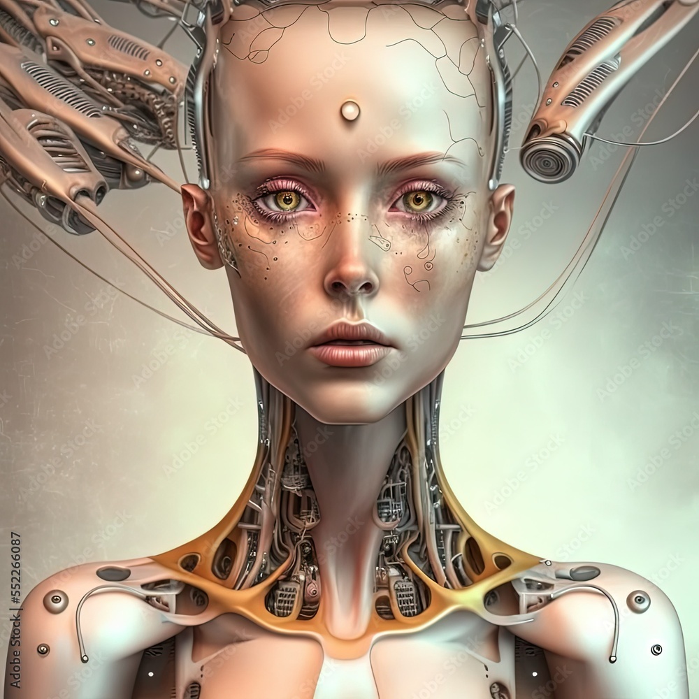 Female humanoid robot with artificial intelligence, Generative AI ...