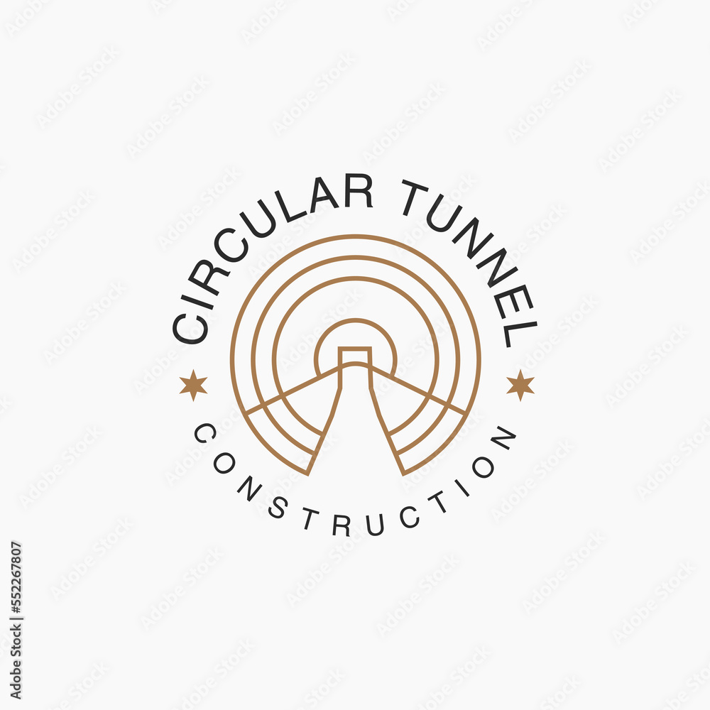 badge circular tunnel passenger road construction icon logo vector ...