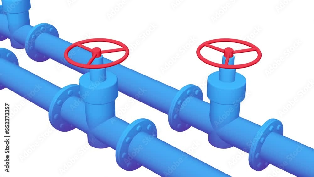 Red valve on the main gas pipeline. Industrial faucet for water, oil ...