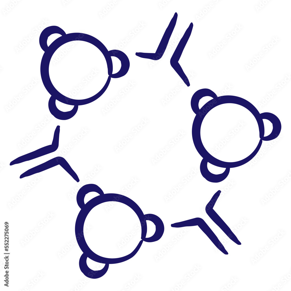 Intercellular signaling minimal vector icon drawn with brush line. Blue ...