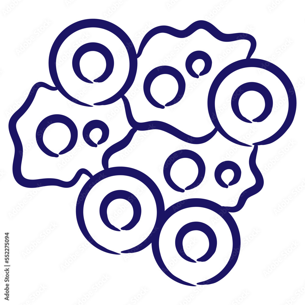 Cancer cells among healthy cells. Minimal vector icon drawn with brush ...