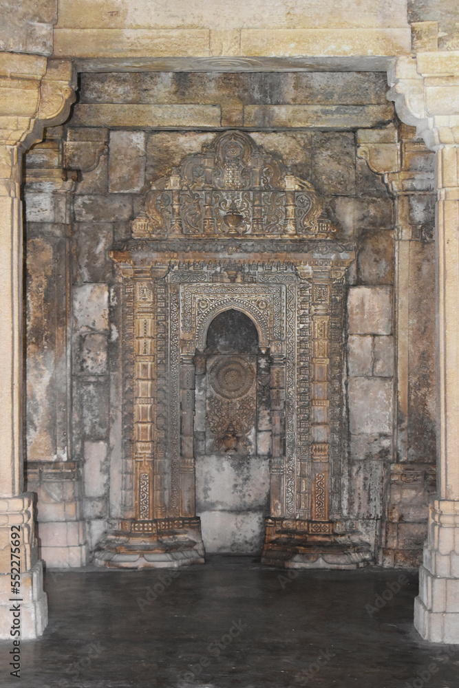 Shaher ki Masjid, Masjid side panel with Stone carvings works on wall ...