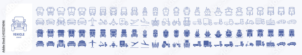 Vehicles and transportation Icon set, including icons like Car, truck ...