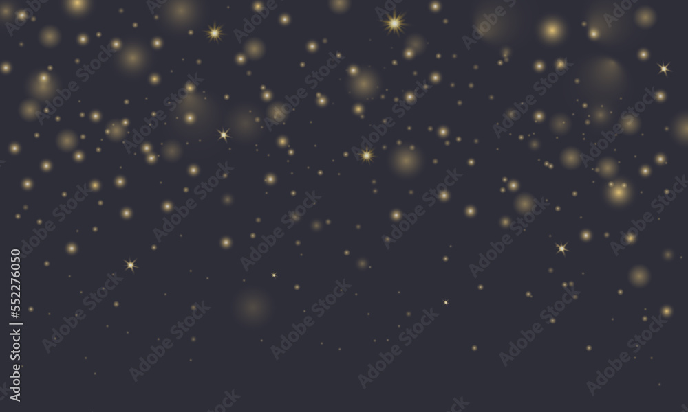 Christmas background with golden snowflakes. Outer space with bright ...