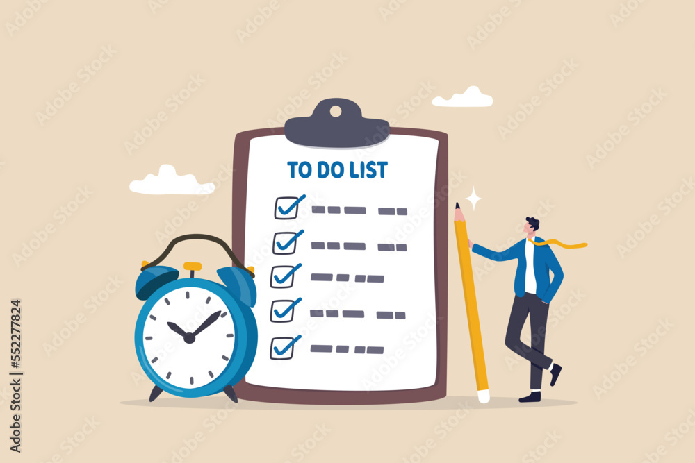 To do list, task management or completion tracking or reminder to finish assignment, work ...