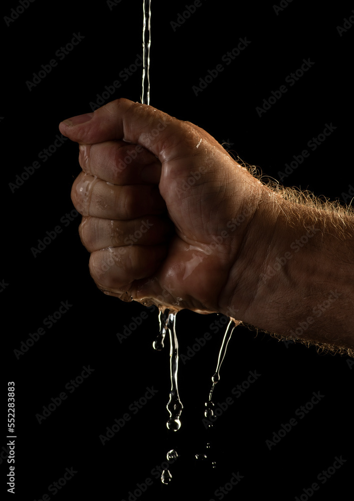 Water splashing on hand water captured at high speed slow motion ...