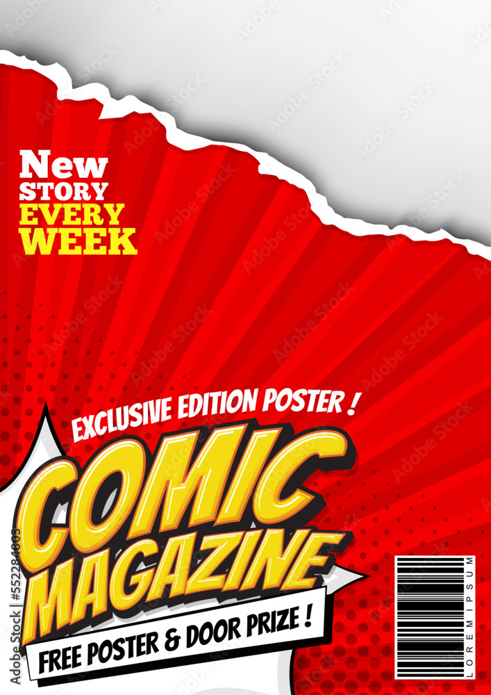 cartoon comic magazine book cover design template Stock Vector | Adobe ...