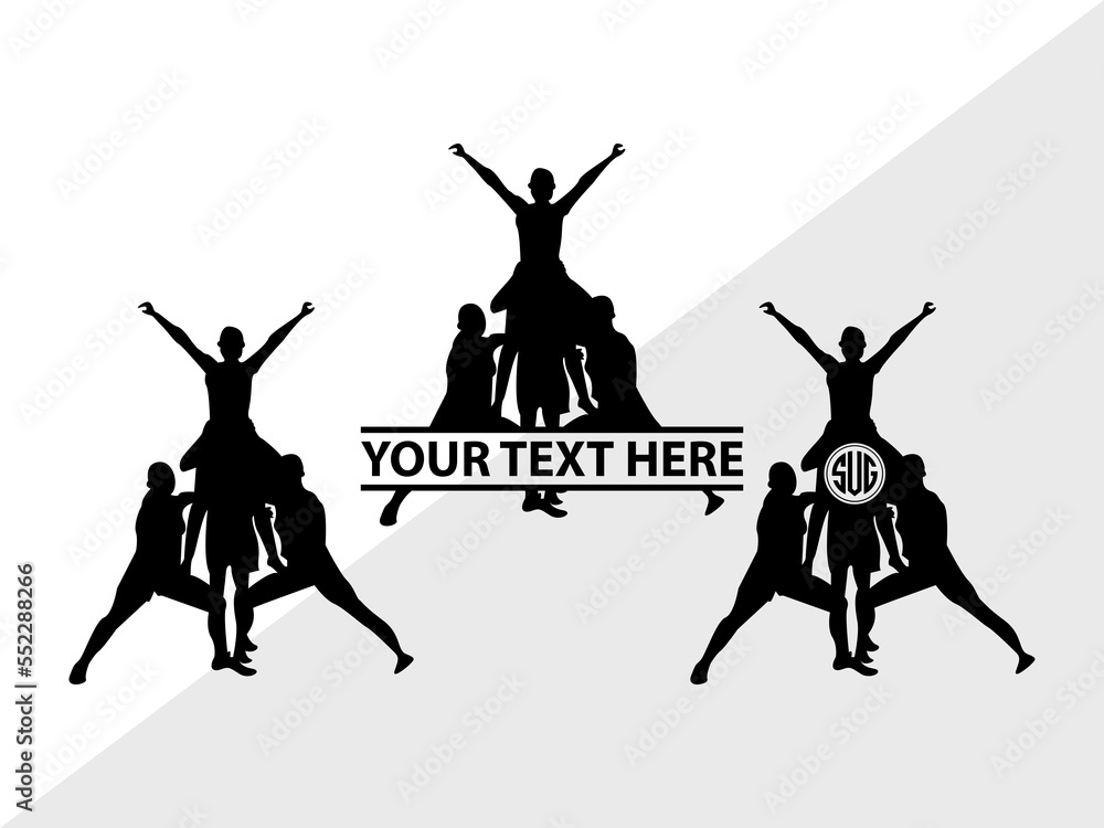 Cheer Stunt Monogram, Cheer Stunt Silhouette, Cheer Leading Svg, Cheer ...