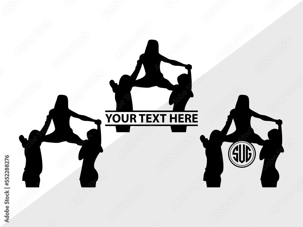Cheer Stunt Monogram, Cheer Stunt Silhouette, Cheer Leading Svg, Cheer ...