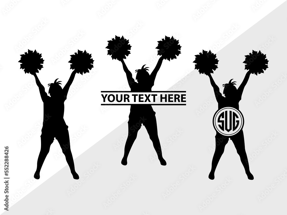 Cheerleader Monogram, Cheerleader Silhouette, Cheerleading Svg, Cheer ...