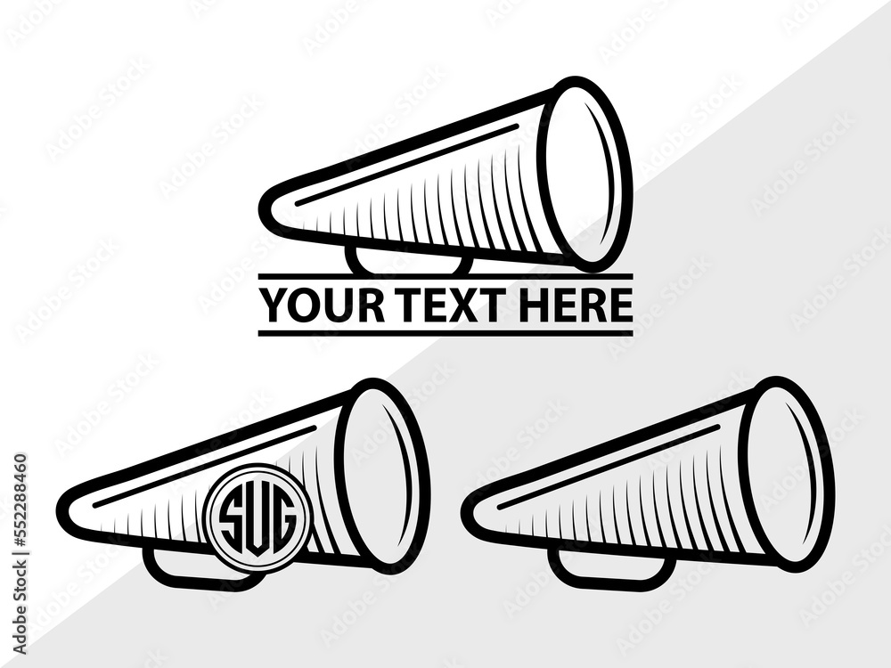 Cheer Megaphone Monogram, Cheer Megaphone Silhouette, Cheer Svg ...