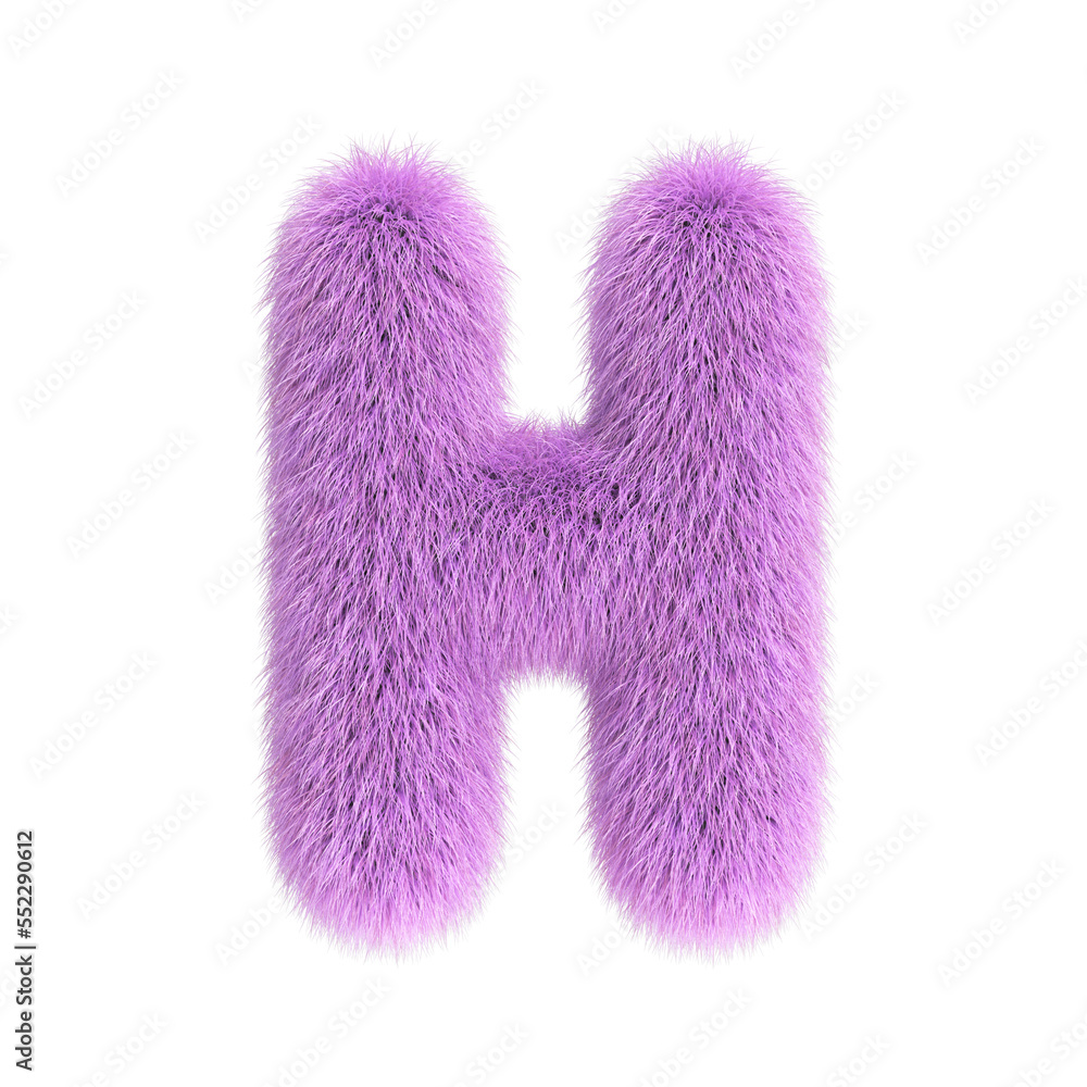 Hairy font, furry alphabet, 3d rendering, letter H Stock Illustration ...