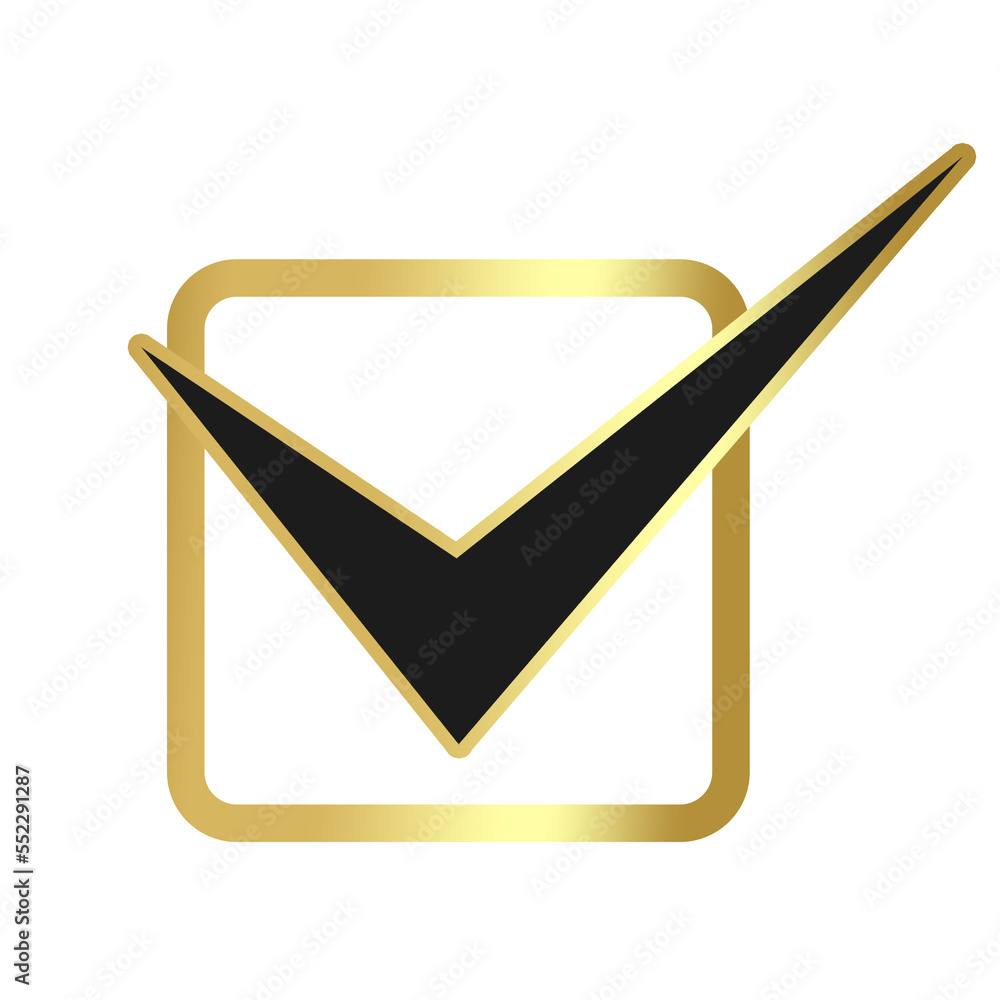 gold check box and correct mark square Stock Illustration | Adobe Stock