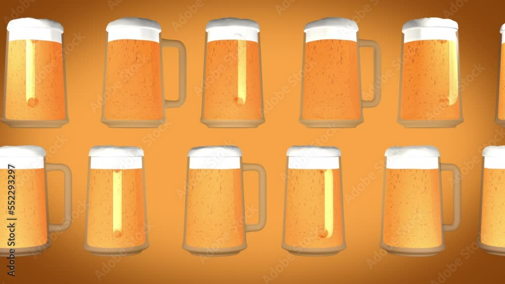 Animated Background Celebrating Fun Party With Beer Alcohol Drink Mugs ...