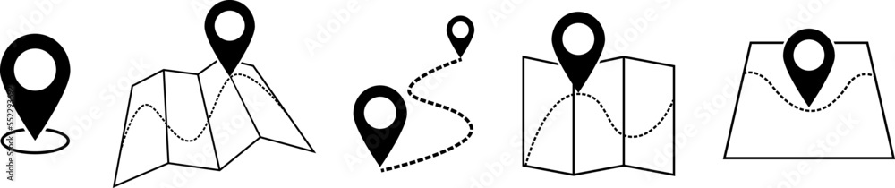 Map marker icons .Location.Maps Pin and Navigation icons set.Vector ...