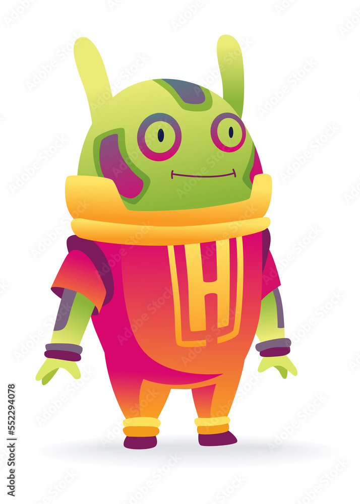 Cartoon alien. Robot toys character. Android isolated on white ...