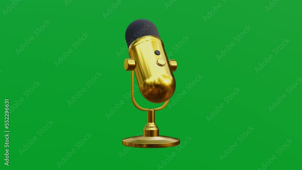 Golden microphone isolated on green screen, Golden Microphone for ...