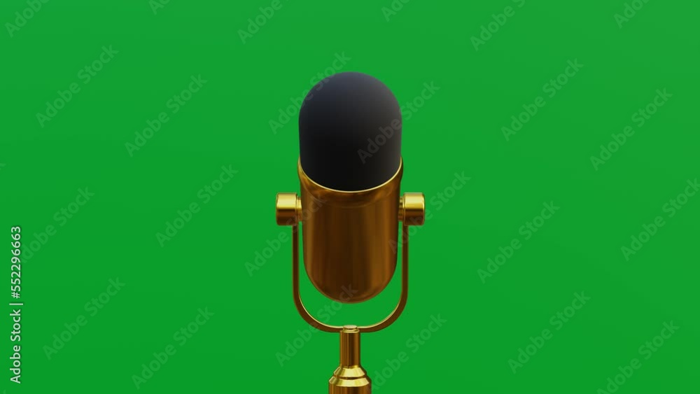 Vidéo Stock Golden microphone on green screen, Golden microphone ...