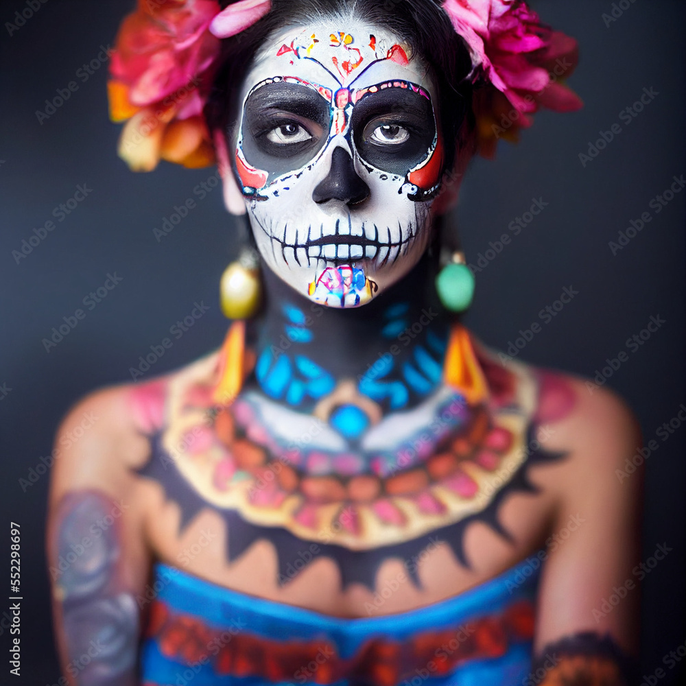 Santa Muerte deity Illustration, oil painting, fictional character, non ...