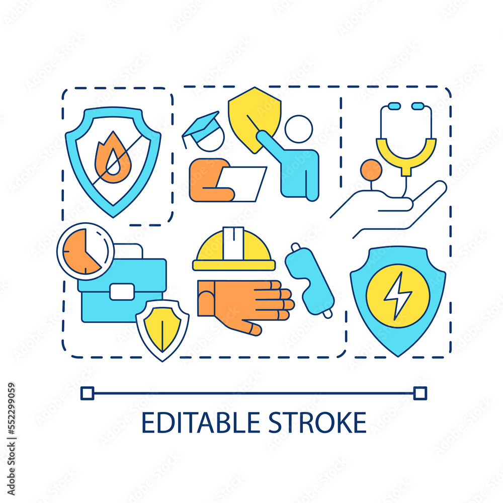 Accident prevention in workplace concept icon. Employee protection ...