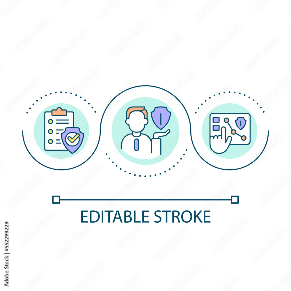 Safety officer loop concept icon. Regulations and standards. Avoiding ...