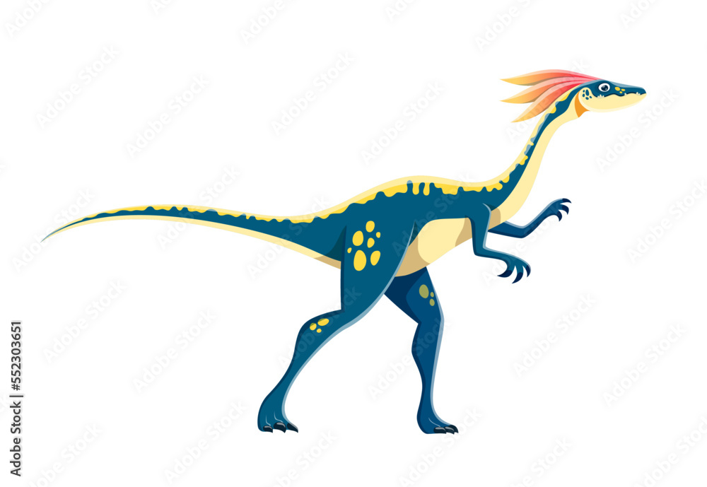 Cartoon Compsognathus dinosaur character. Jurassic period beast ...