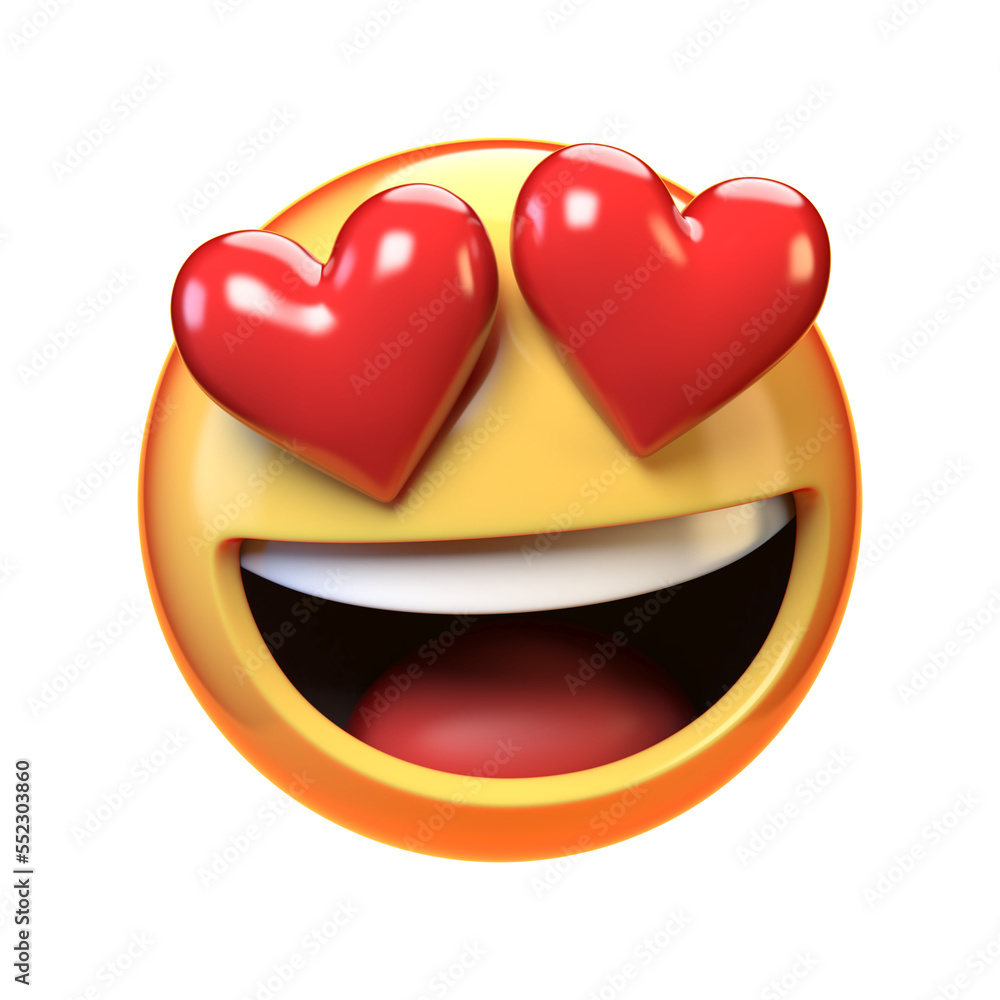 Falling in love emoji isolated on white background, heart shaped eyes ...