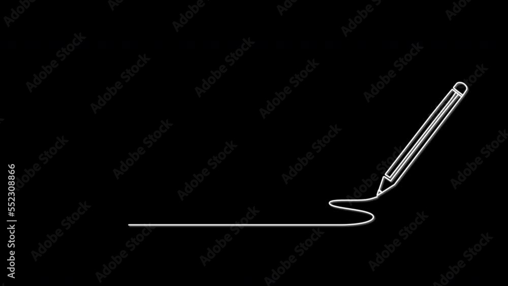 Pencil drawing line. Self drawing animation. Black background. Stock ...