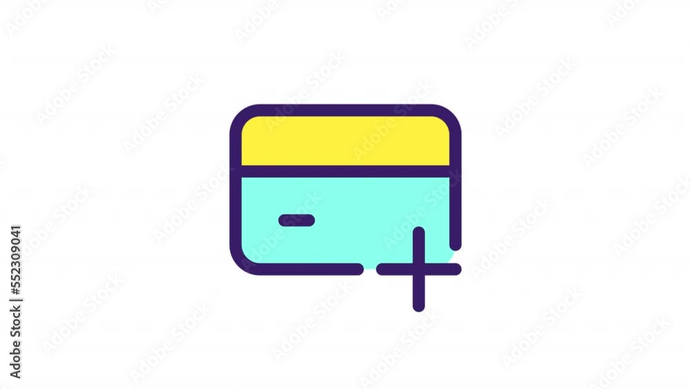 Animated add card color ui icon. Create new bank account. Electronic ...