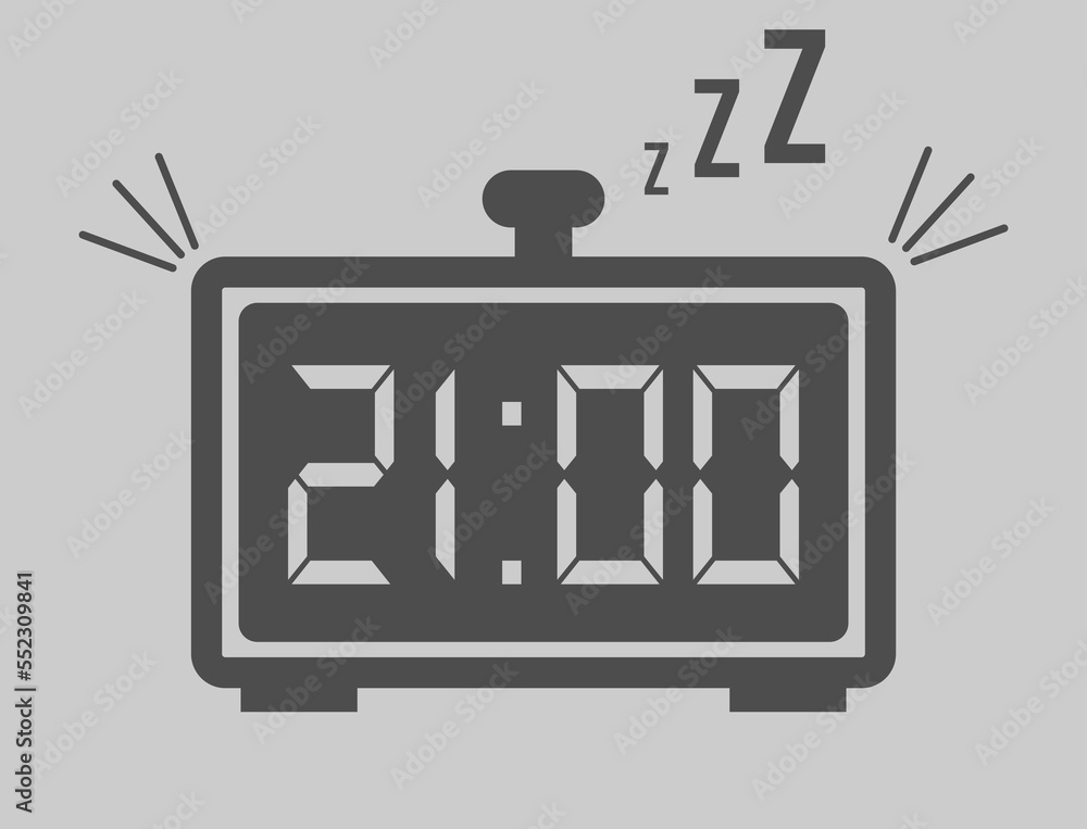 21:00 hours digital alarm clock. Vector with alarm clock marking time ...
