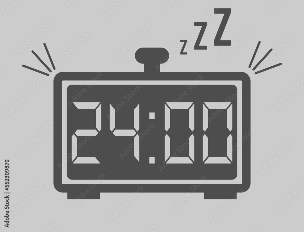 24:00 hours digital alarm clock. Vector with alarm clock marking time ...