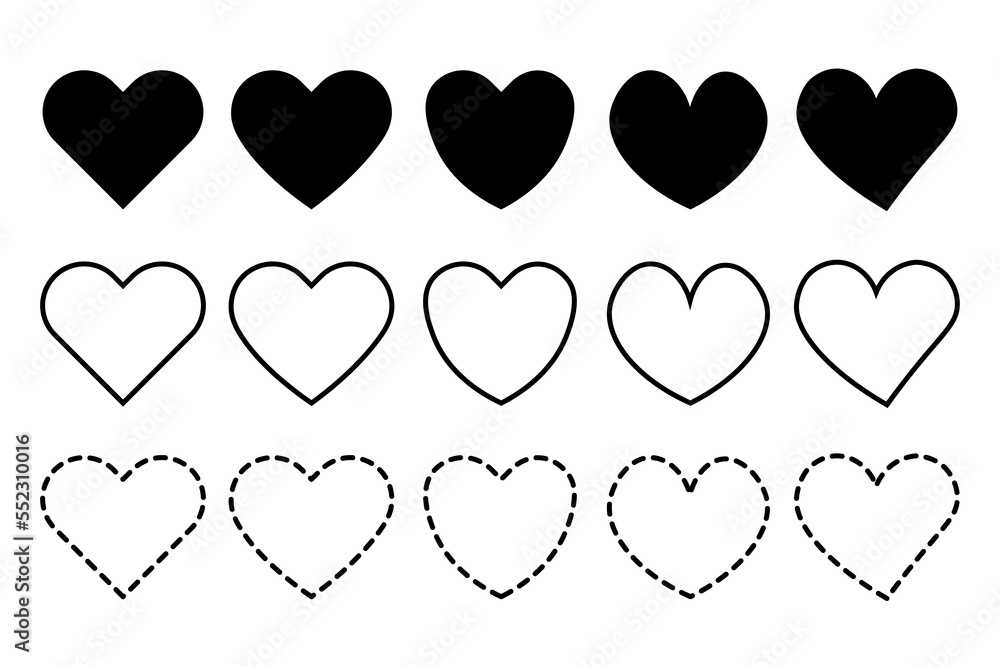 Heart icon. Line heart shape. Simple line heart icon. Vector set of ...